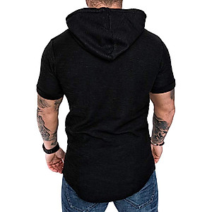 Lexiart Mens Fashion Hoodies Sport Pullover Solid Color Shirt Workout Lightweight Tops Black