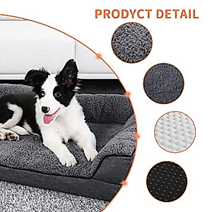 Sivomens Dog Bed, Bolster Washable Dog Beds for Large Dogs, 7 Inch Thicken Orthopedic Sofa Foam Couch Bed with Removable Cover & Nonskid Bottom, Pet Beds for Medium&Small Dogs