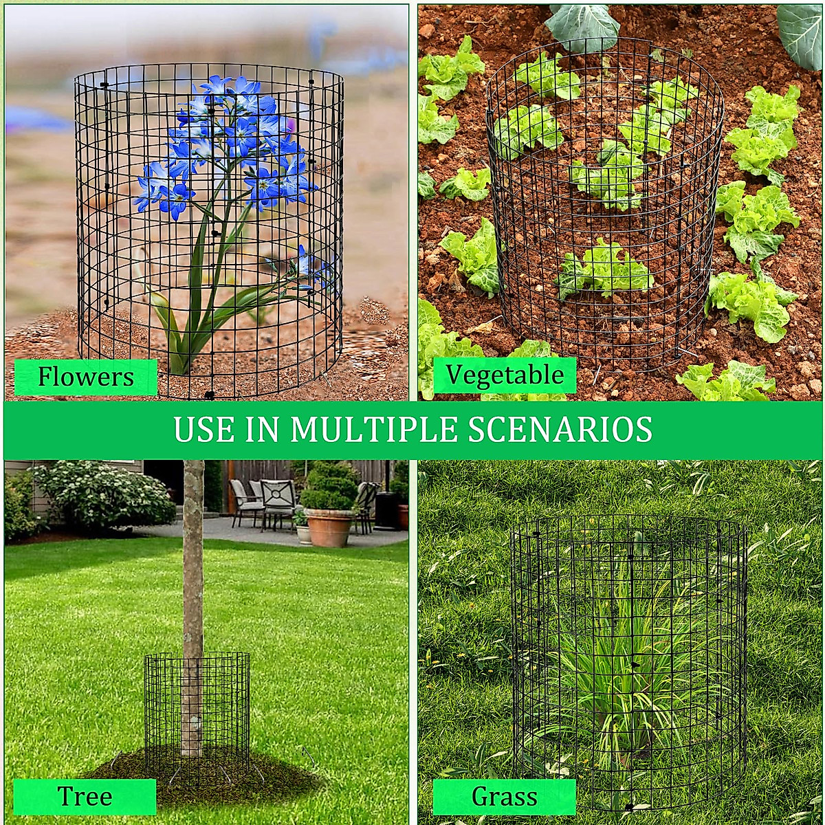 MWELLEWM 15Pcs Plant Protectors from Animals Metal Plant Cages for Outdoor Plants Plant Cage & Supports Keep Animal Out Garden Wire Mesh Protection from Rabbit Chicken Squirrel Tree Flower
