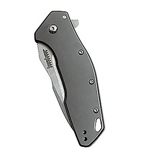Kershaw Eris Pocketknife, 3" 8Cr13MoV Stainless Steel Drop Point Blade, Stonewashed Finish, One-Handed Assisted Flipper Opening EDC,Black