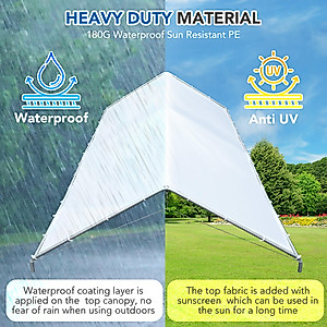 IDEALHOUSE Carports, 10x20 ft Outdoor Heavy Duty Car Canopy Metal Garage Boat Shelter Party Tent, White