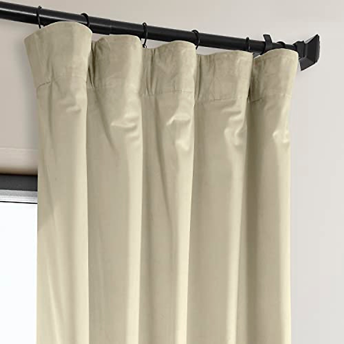 HPD HALF PRICE DRAPES Blackout Solid Thermal Insulated Window Curtain 50 X 84 Signature Plush Velvet Curtains for Bedroom & Living Room (1 Panel), VPYC-SBO161204-84, Angora Beige