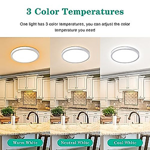 Unicozin 15.4 Inch Flush Mount Ceiling Light 32W, 3 Color Temperatures Selectable (3000K/4000K/6000K), 3200LM Ceiling Lamp White Shell, Round Flat Panel Light Surface Mount for Kitchen Bedroom, 1 Pack