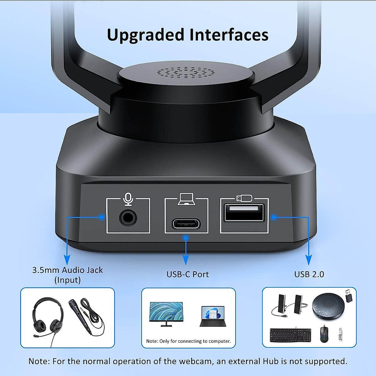 NexiGo Zoom Certified, N990 (Gen 2) 4K PTZ Webcam, Video Conference Camera System with 5X Digital Zoom, Sony_Starvis Sensor, Position Preset, Dual Stereo Mics, 3.5mm Audio Jacks for External Mics