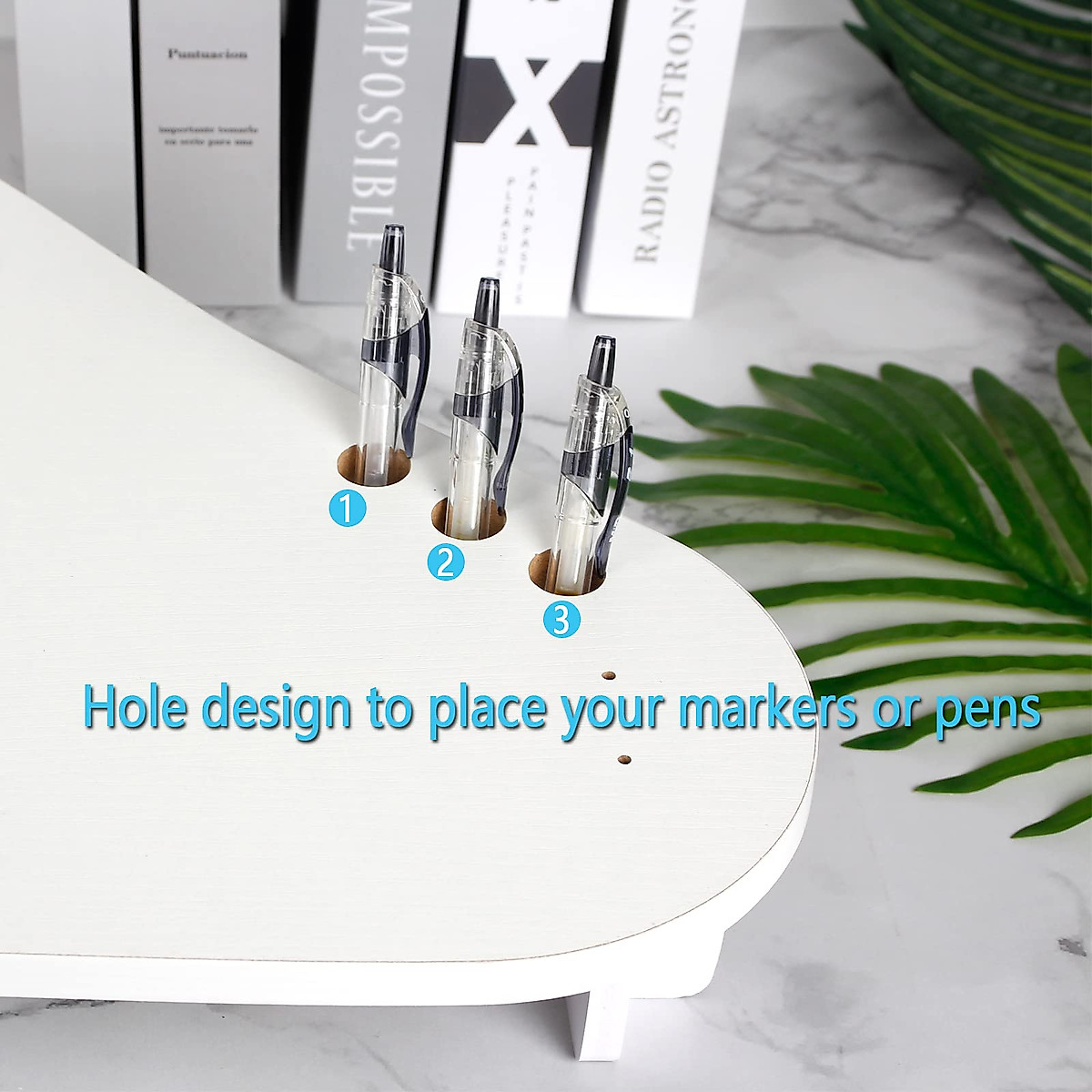Triangle Wood Monitor Stand Riser - White Multi-Purpose Desktop Storage for Computer, Laptop, Printer