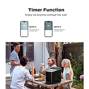 Silonn Smart Countertop Ice Maker - 9 Bullet Cubes in 6 Mins, 26 lbs per Day, Compact Wi-Fi Ice Maker Machine, 2 Ice Cube Sizes, Portable Ice Maker with Self-Cleaning for Kitchen/Office/RV