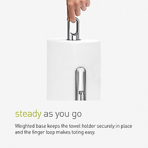 simplehuman Tension Arm Standing Paper Towel Holder, Heavy-Duty, Easy One-Handed Tear, Countertop Kitchen Paper Towel Dispenser, Brass Stainless Steel