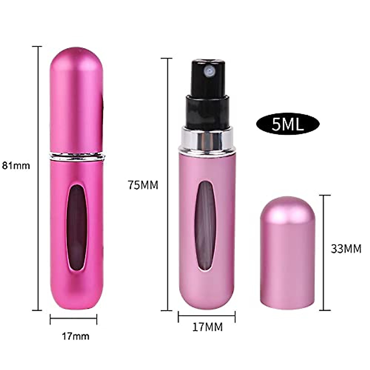 TIGERMILLION Portable 5ml Atomizer Bottle, Mini refillable perfume Spray, Scent Pump Case, perfume atomizer Refillable Travel Pack of 4pcs