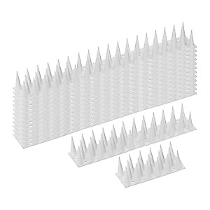 MECCANIXITY Bird Spikes 13 Inch Plastic Deterrent Spikes for Anti Cat Pigeon for Outdoor Keep Bird Away (Cream, Pack of 12)