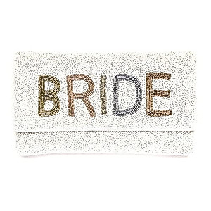 Generic BRIDE Clutch Purse, Gift For Bride, Seed Beaded Clutch Purse, Bridal Purse Clutch, White Beaded Wedding Clutch, Bride Gifts, Bridal Gifts