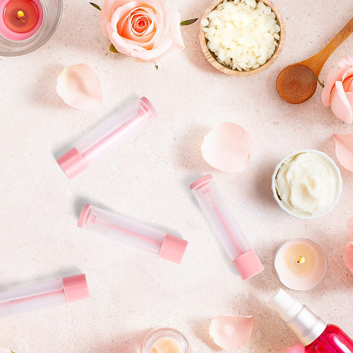 LotFancy Lip Balm Tubes Empty, 100PCS 5.5ml (3/16 Oz), Clear Lip Balm Container Tubes with Pink Caps, BPA Free & Leak Free, Refillable