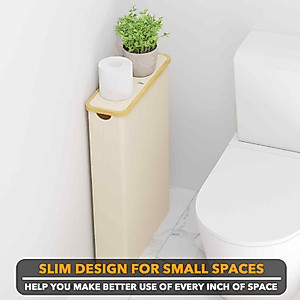 SpaceAid Extra Large Toilet Paper Storage with Lid, Hold up to 24 Regular Rolls or 18 Mega Rolls, Slim Toilet Paper Basket Holder Bin Container, Bathroom Accessories Organizer, Beige