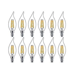 Philips LED Classic Glass Dimmable BA11 Light Bulb, 500 Lumen, Daylight (5000K), 5.5W-60W, E12 Base, Title 20 Certified, (Pack of 12)