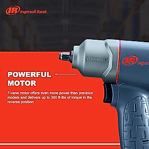 Ingersoll Rand 2115TiMAX 3/8" Air Impact Wrench, 300 ft-lbs Torque, Titanium Hammer Case, Friction Ring Retainer, Pistol