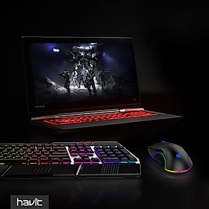 HAVIT Programmable Gaming Mouse 4000DPI 7 Buttons RGB Backlit Wired Optical for Laptop, PC & Computer, MS794 (Black)