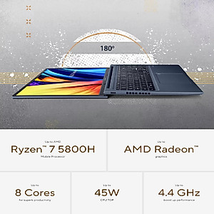 ASUS 2023 Newest Vivobook Laptop, 16" HD Display, AMD Ryzen 7 5800HS(Beat i7-1195G7), 12GB RAM, 512GB SSD, AMD Radeon Graphics, WiFi 6, Chiclet Keyboard, USB-A&C, Windows 11 Home, Bundle with JAWFOAL