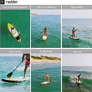 Inflatable Stand Up Paddle Board Rouge 9'0" x 30" x 4" Surf ISUP With Bravo SUP3 Double Action Hand Pump, 3 Piece Carbon & Fiberglass Paddle, 10' Leash, Portable Backpack And Repair Kit - REDDER