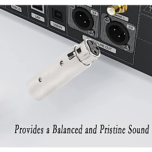 MEIRIYFA XLR 3 Pin Female to XLR 5 Pin Male Adapter Connector Gender Changer，Anodized Aluminum Adapter with Lock Release Button（Sliver-1PCS