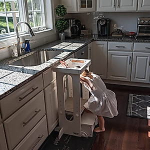 Little Partners® Explore 'N Store™ Learning Tower® Kids Adjustable Height Kitchen Step Stool for Toddlers or Any Little Helper (Soft White)