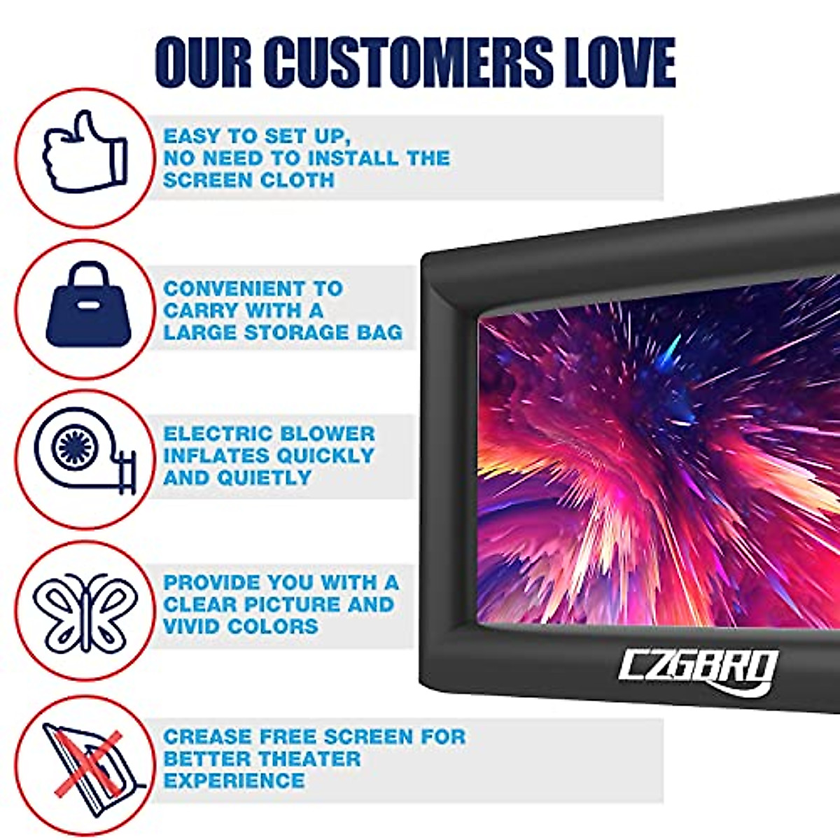 Inflatable Projector Screen - Outdoor Movie Screen Blow Up for Movie Parties Backyard Outside, Inflatable Screen with Air Blower and Carry Bag, Front and Rear Projection (16FT with Blower)