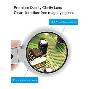 Magnifying Glass with Lights,Adjustable Standing Base,Portable Handheld,[3.5X+10X] Dual Magnification Lens,Magnifier Glass for Reading Jewelry Craft and Computer Repair