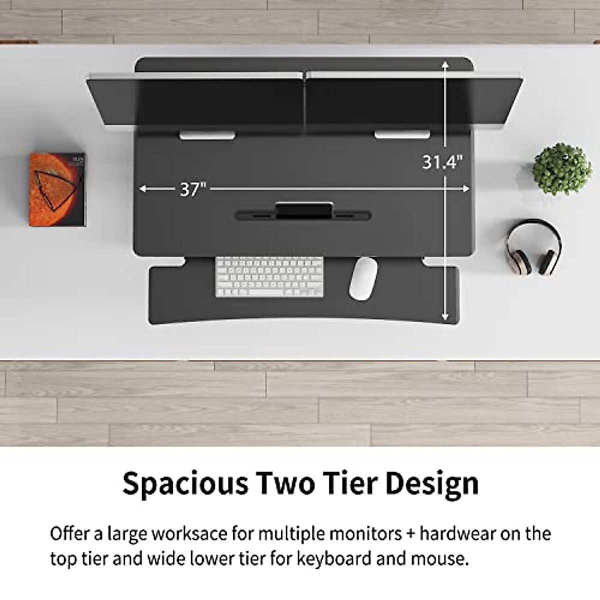 Electric Standing Desk Converter with Dual Computer Monitor, Stand Up Desk Riser for Office and Home Support Workstation by G-Pack Pro (37"XL)