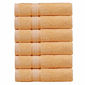 COTTON CRAFT Ultra Soft Hand Towel - Set of 6 Pure Cotton Plush Absorbent Quick Dry Easy Care Bathroom Face Towels - Everyday Luxury Hotel Spa Gym Shower Pool Beach Kitchen Travel Dorm -16x28- Yellow