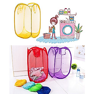 RayLineDo® 6 x Foldable Pop Up Mesh Washing Laundry Basket Hamper Bag Bin Tidy Clothes Storage