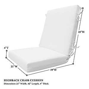 Honeycomb Indoor/Outdoor Stripe Stone Beige Highback Dining Chair Cushion: Recycled Fiberfill, Weather Resistant, Reversible, Comfortable and Stylish Patio Cushion: 21" W x 42" L x 4" T