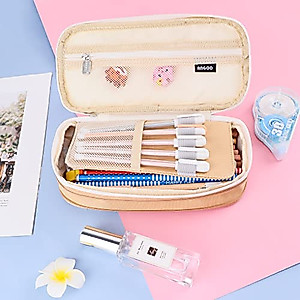 Oyachic Big Capacity Pencil Case Telescopic Pencil Pouch Zipper Pen Bag Canvas Markers Organization Makeup Bag Box Pencil Holder Office Supplies