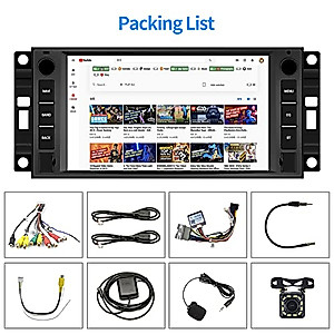 Wireless Carplay Car Stereo for Jeep Wrangler Dodge Chevrolet Chrysler, 7 Inch Touchscreen Android Car Radio with Bluetooth, Backup Camera, GPS Navigation, WiFi, FM RDS Radio, USB, Mic, Mirror Link