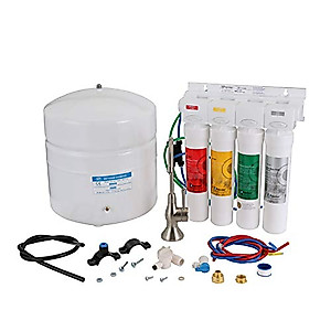 Watts Premier WP531417 RO Pure Plus Reverse Osmosis Filtration System with Top-Mount Twist Faucet, Brushed Nickel, Standard