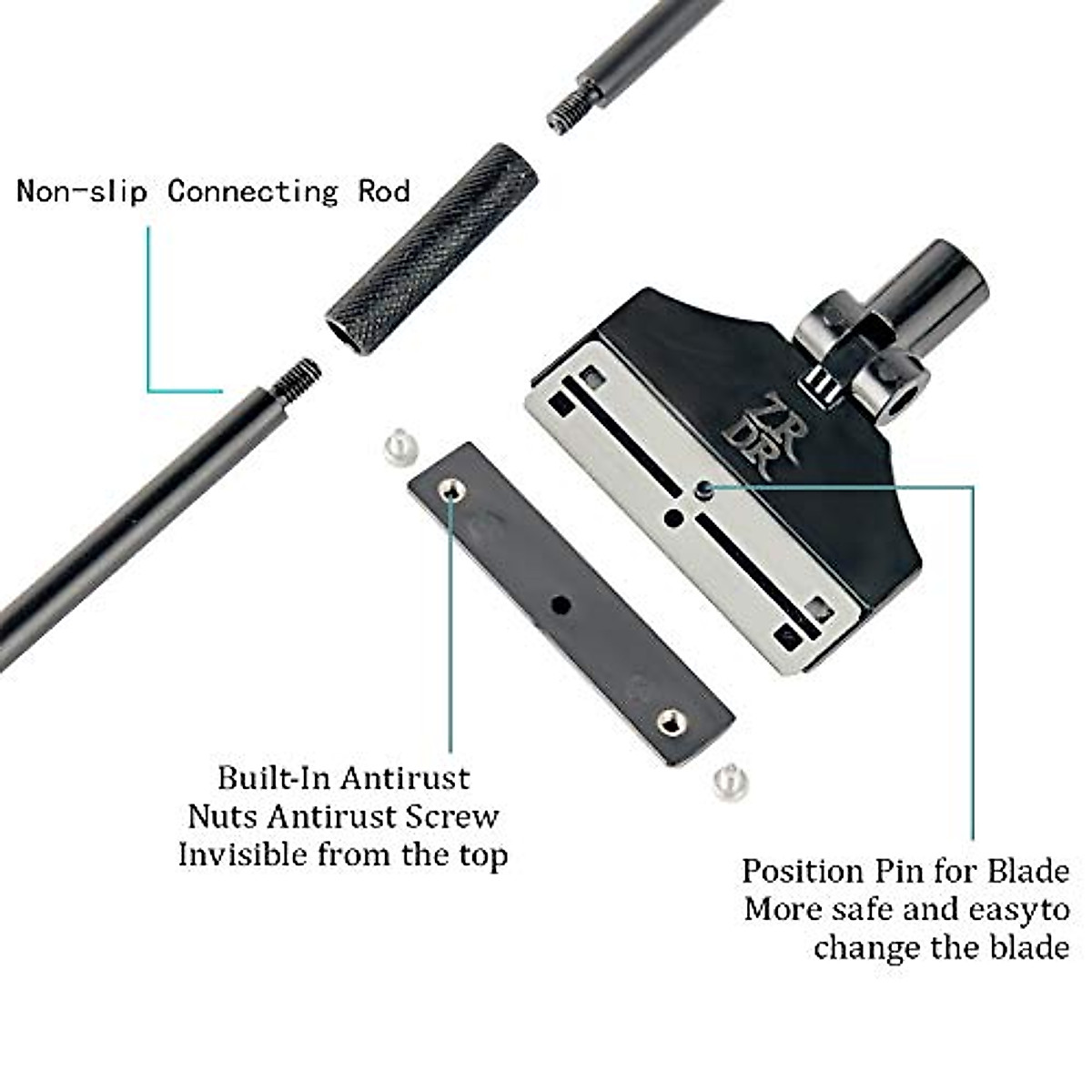 ZRDR Stainless Steel Algae Scraper Aquarium Cleaning Tool for Glass Aquariums, Including Algae Scraper, Sponge Pad, Fish Net, Cleaning Brush, Adjustable Length, Durable, Does Not Hurt The Fish Tank