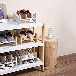 TAZSJG Stackable Shoe Storage Rack Nordic Simple Shoe Rack Home Plastic Shoe Cabinet Layered Finishing Racks (Color : B)