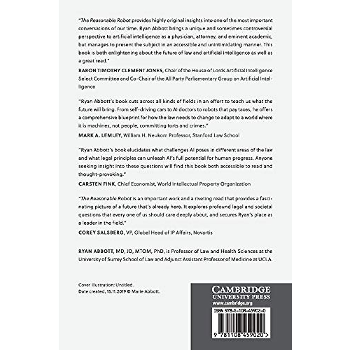 The Reasonable Robot: Artificial Intelligence and the Law