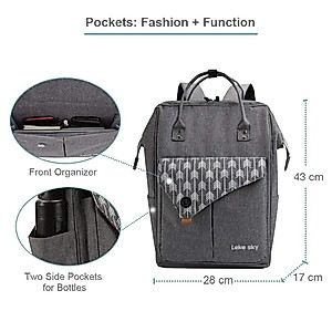 Lekesky Laptop Backpack Women 15.6 Inch Travel Backpack for Work Stylish and Water Repellent, Grey