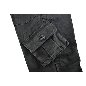 Leward Men's Wild Cotton Casual Military Army Cargo Camo Combat Work Cargo Hiking Pants with 8 Pocket (Black 1, 34)