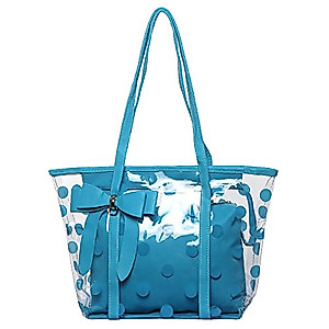 xhorizon FL1 Women Clear Tote Bag Purse Work Bag Waterproof Travel Bag Beach Handbag Gym Sports Bag (Blue)