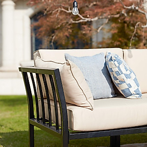 PatioFestival Conversation Set Outdoor Metal Furniture 6 Seat All-Weather Sectional Sofa Set with Cushioned Seat for Garden,Lawn,Pool