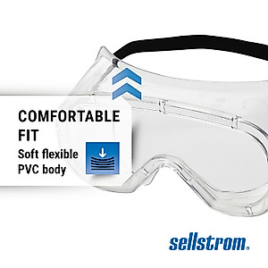 Sellstrom Anti Fog Non-Vented Safety Goggles - Clear Body Clear Lens – Protects from Chemical Splash, Dust, Smoke