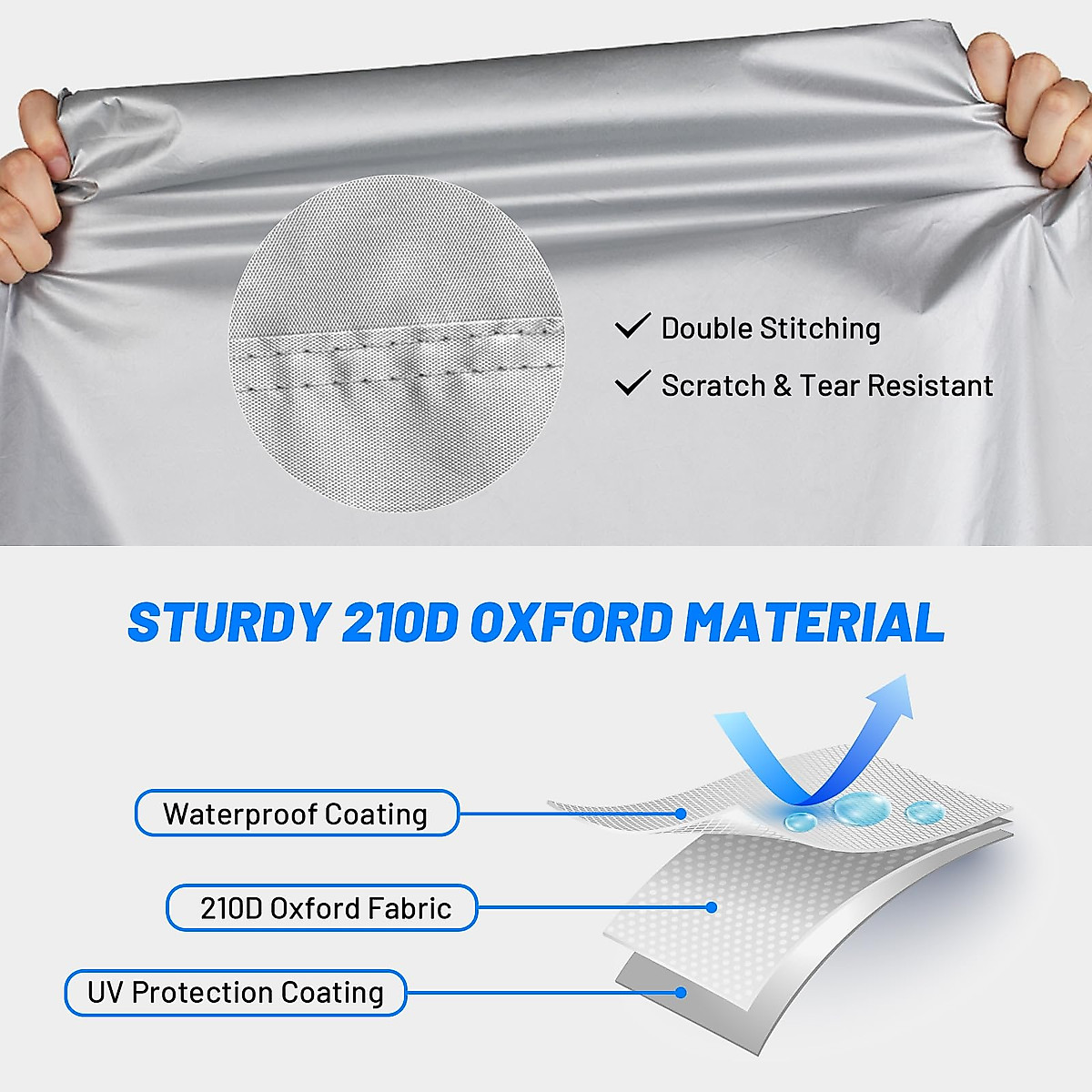 Favoto Bicycle Cover Waterproof Outdoor - Bike Rain Cover Thicken Oxford Windproof UV Snow Proof with Lock Hole Storage Bag for Mountain Road Bike City Bike Beach Cruiser Bike, Solid Silver