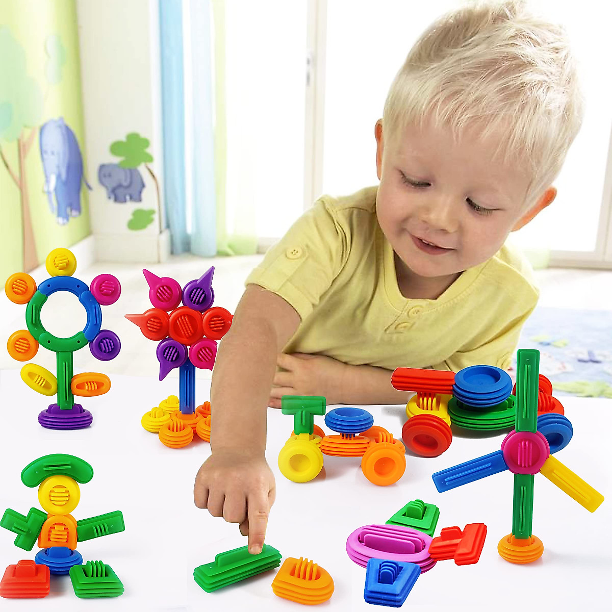 RAINBOW TOYFROG STEM Builder Toys Kit|3D Educational Construction Engineering Building Blocks for Boys and Girls Ages 3 4 5 6 7 8 9 10 Years Old|Best STEM Activities for Kids Ages 3-5.