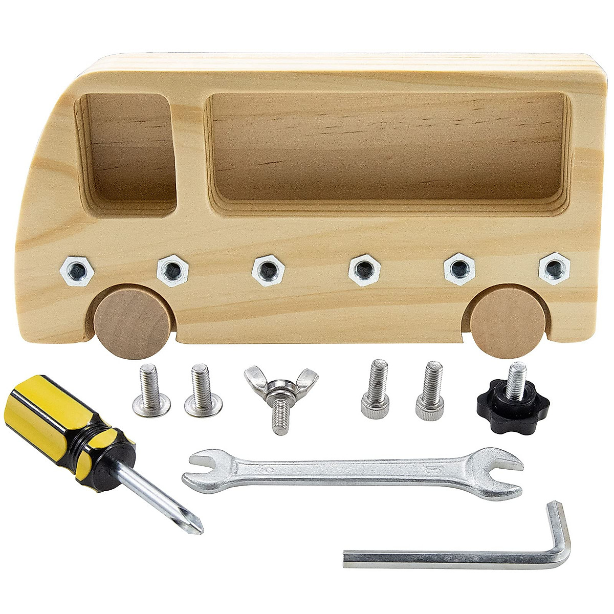 Montessori Screwdriver Board Set Toddler Real Tools Wooden Montessori Toys with Bolt Toddler Fine Motor Skill Construction Building STEM Sensory Toy Preschool Classroom Learning for 3 4 5 Year Olds