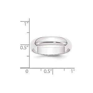 950 Platinum 5mm Half-Round Shape Featherweight Band Ring Fine Jewelry For Women Gifts For Her, Size 12