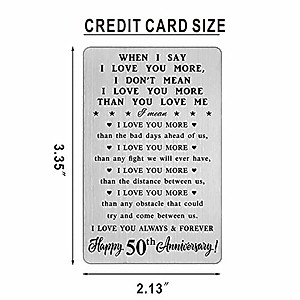 50th Happy Anniversary Card Gifts, 50th 50 Year Anniversary Romantic Wallet Card Gifts for Husband Wife