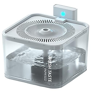 Cat Water Fountain with Motion Sensor: PAPIFEED Ultra-Quiet Pet Water Dispenser Wireless & Battery Operated, Spill-Proof Water Bowl for Cat Dogs, with 3 Replacement Filters