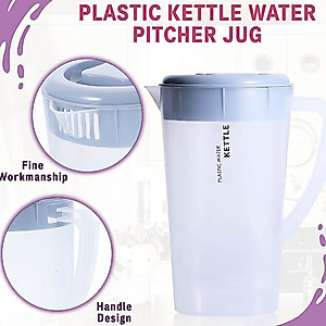3 Litre/0.79 Gallon Plastic Pitcher with LidBPA-FREE Eco-Friendly juice containers with lids Water Jug for Hot/Cold Juice Beverage Ice Tea Kettle 102 oz Transparent