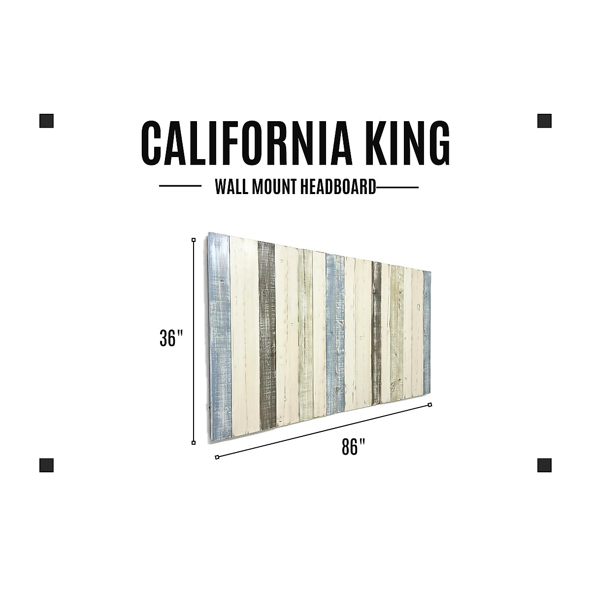 Barn Walls Solid Wood Headboard California King Size Farmhouse with Smooth Natural Wood Grain, Handcrafted Wall-Mounted Panel Head Board, Adjustable Height, Modern Farmhouse Bedroom, Built to Last