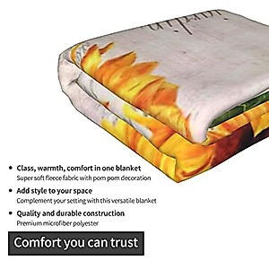 Vintage Grunge Yellow Sunflower Floral Throw Blankets Lightweight Plush Fuzzy Cozy Soft Bedding, Fleece Throw Blankets All Season for Sofa Couch Bed 50x60 inches