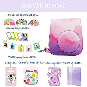 WOGOZAN Case Accessories Kit for Fujifilm Instax Mini 11 Instant Film Camera - Protective Leather Bag Cover with Shoulder Strap - Dream Cloud